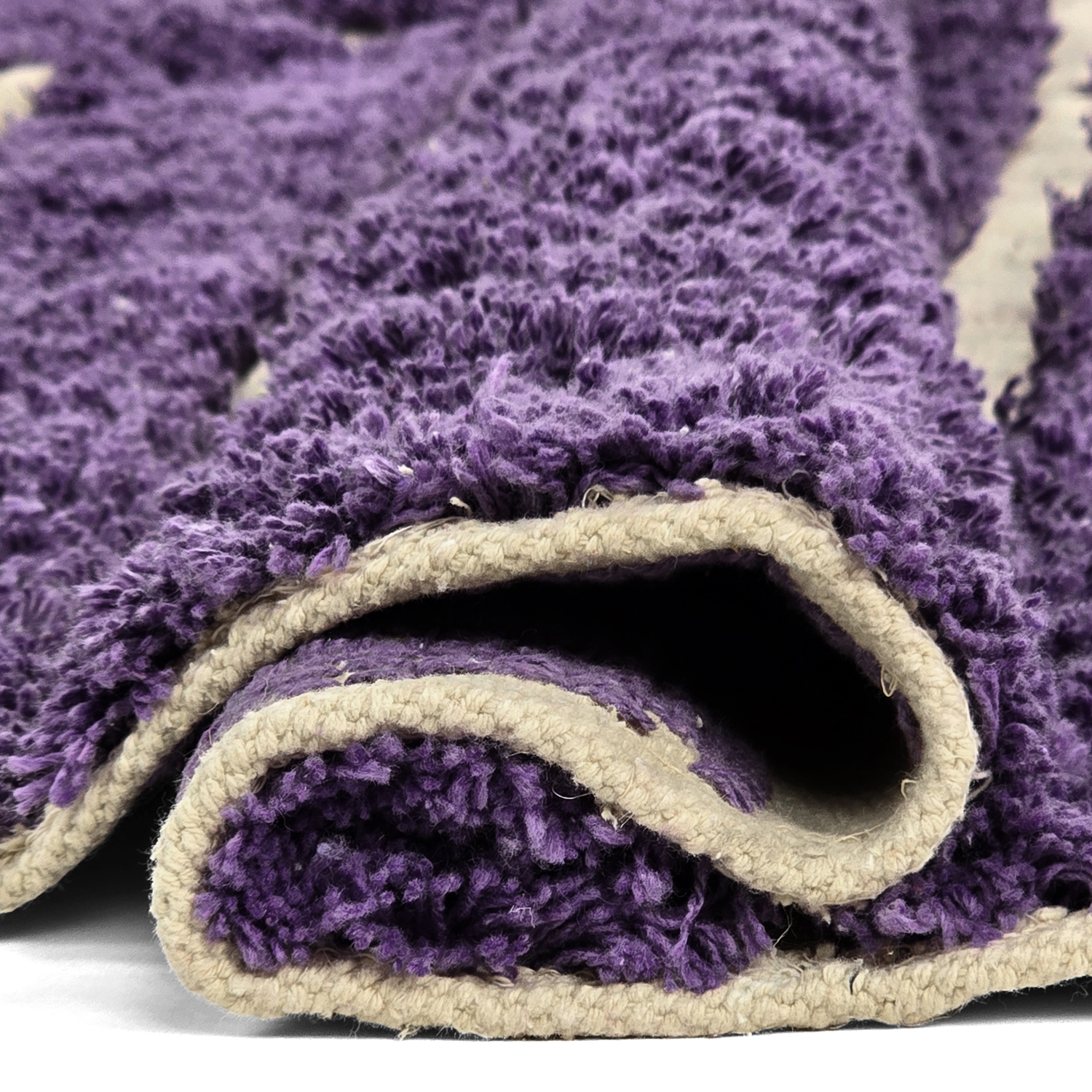 Rund Matta - Ikara Natural Cotton Shaggy (lila)